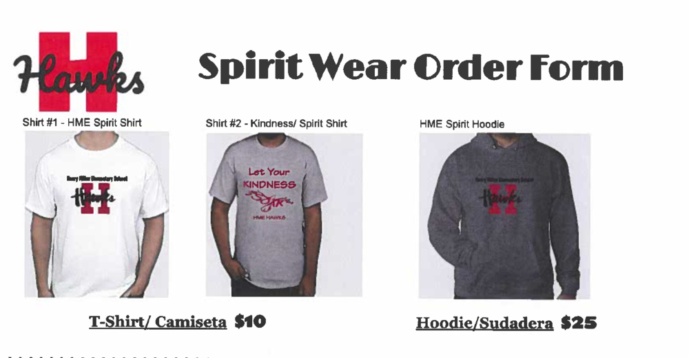 Hawks Spirit Wear Order Form | Henry Miller Elementary