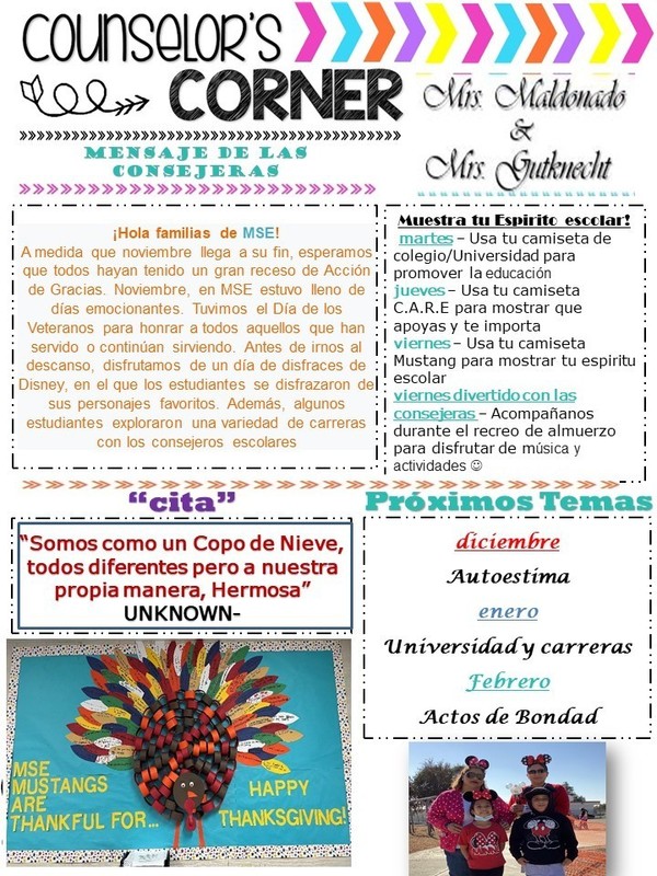 Counselor's Corner November Newsletter | Mercey Springs Elementary