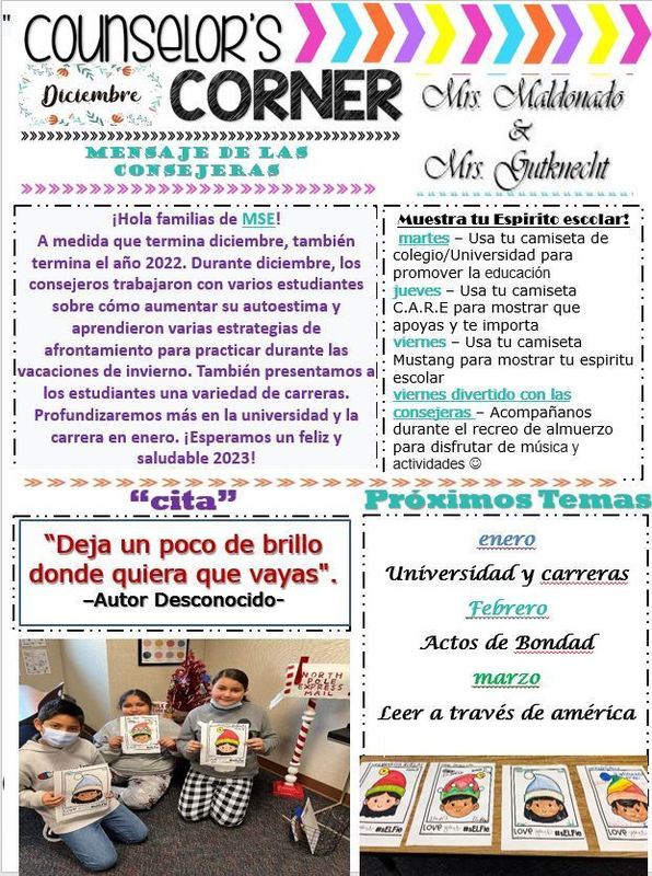 Counselor's Corner December Newsletter | Mercey Springs Elementary