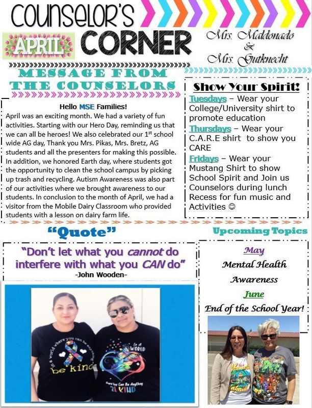 Counselor's Corner April Newletter | Mercey Springs Elementary